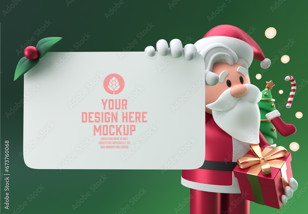 Christmas Santa with Mobile Concept Mockup Stock Template | Adobe Stock