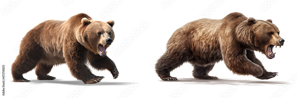Brown bear attack. Illustration with a big grizzly bear. Generative AI ...