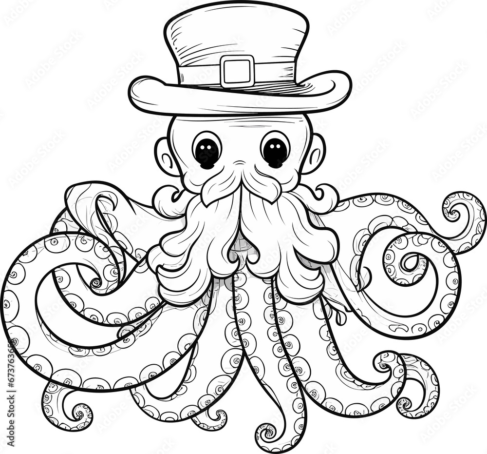 Vector cartoon octopus outline Stock Illustration | Adobe Stock