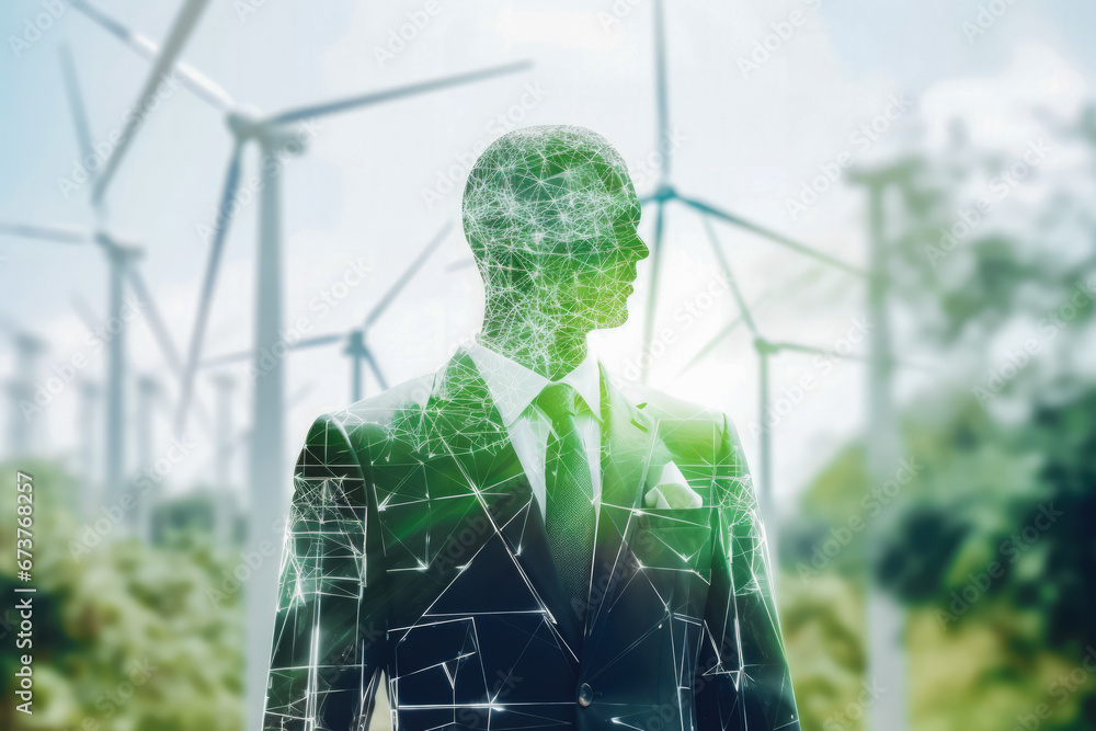 Green business based on renewable energy concept. Eco friendly industry ...