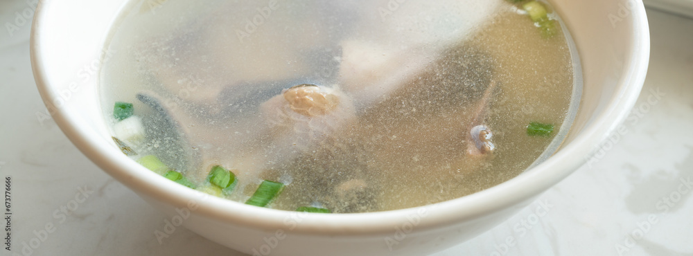Milkfish skin soup, distinctive and famous seafood cuisine of Taiwanese ...