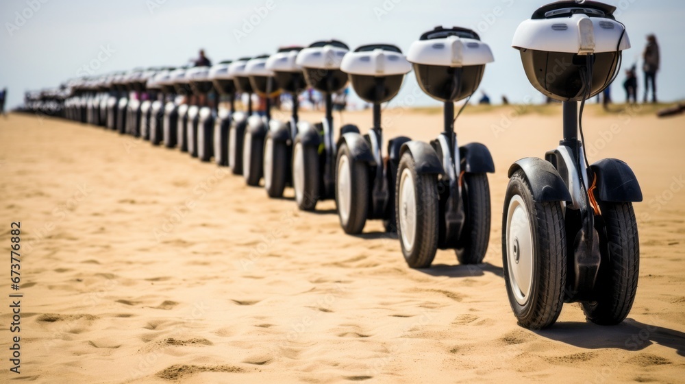 Segway Adventure: Sandy Start Line and Obstacle Challenges Stock Photo ...