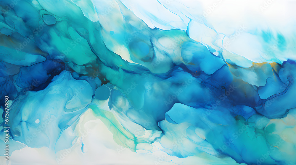 Digital blue and green watercolor marble abstract graphic poster ...