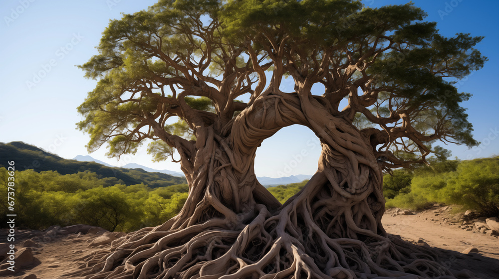 Nature's Embrace: A tree with its branches forming a heart shape ...