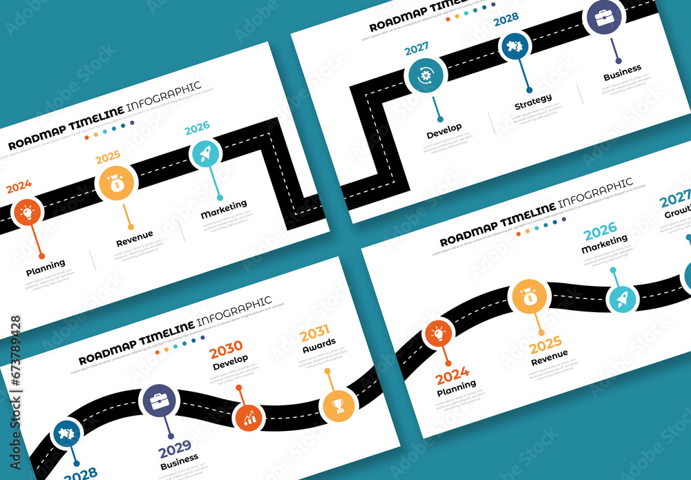 Colorful Roadmap Timeline Infographic Layout Stock Template | Adobe Stock