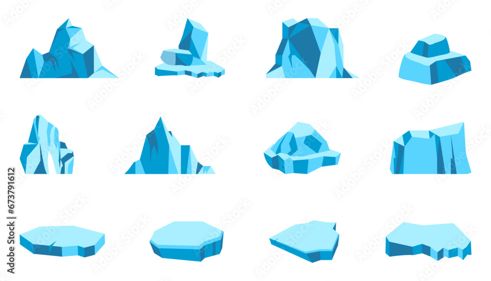 Cartoon iceberg icon in a flat design. Antarctic floating glacier ...