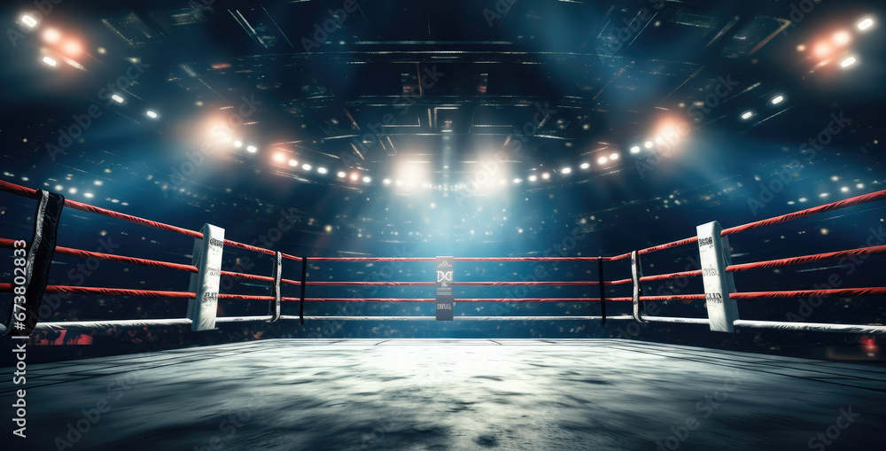 Boxing Ring In Arena, Empty professional boxing ring. Stock Photo ...