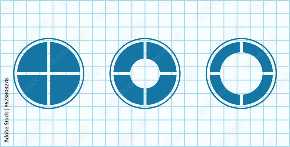 Set of four parts of circle. Pie chart with four same size sectors ...