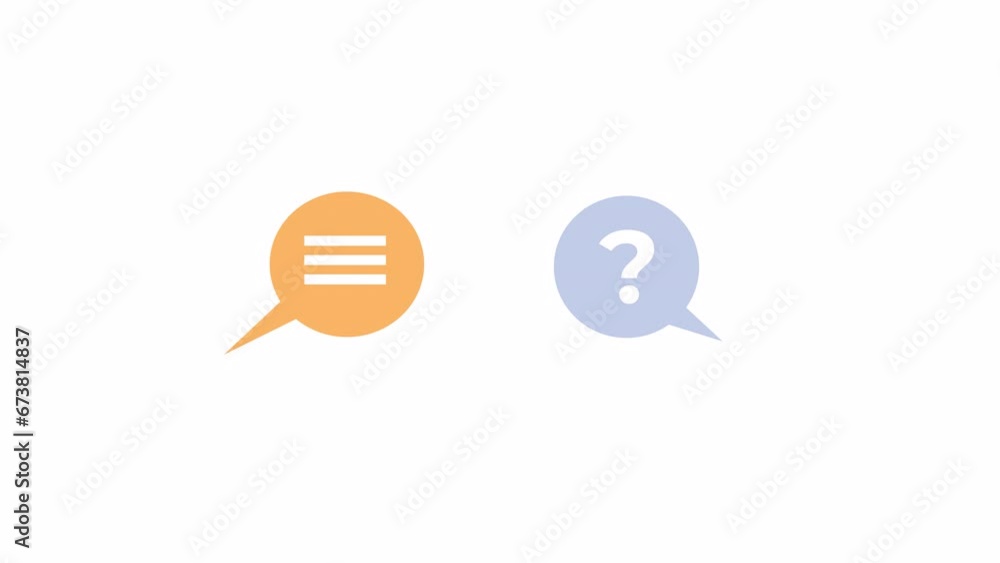 Answer question mark speech balloons 2D object animation. Job interview ...