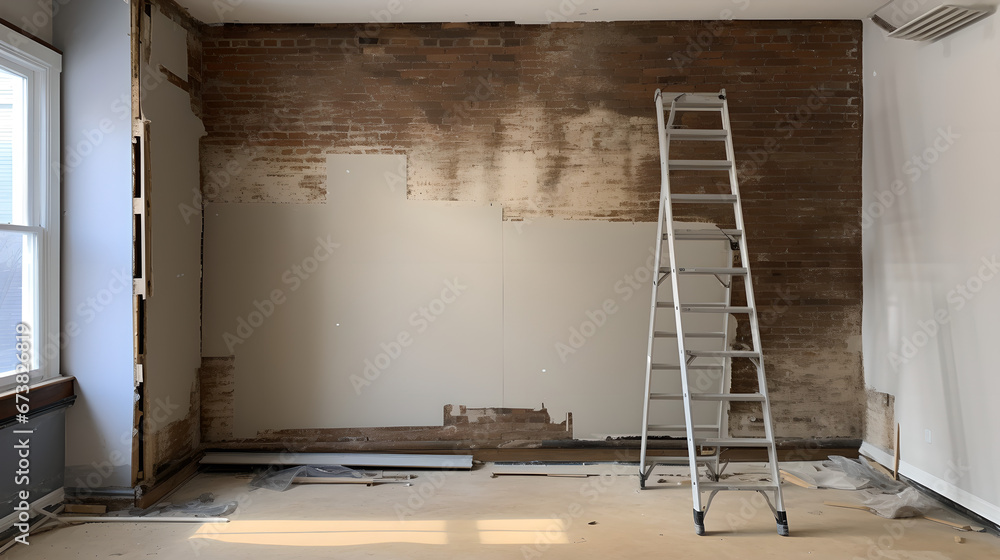 Urban Renovation Progress: Exposed brick wall, unfinished room ...