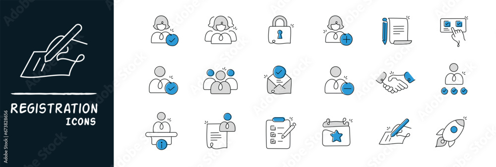 Registration Icons. Variety of Sign Up Symbols and Account Creation ...