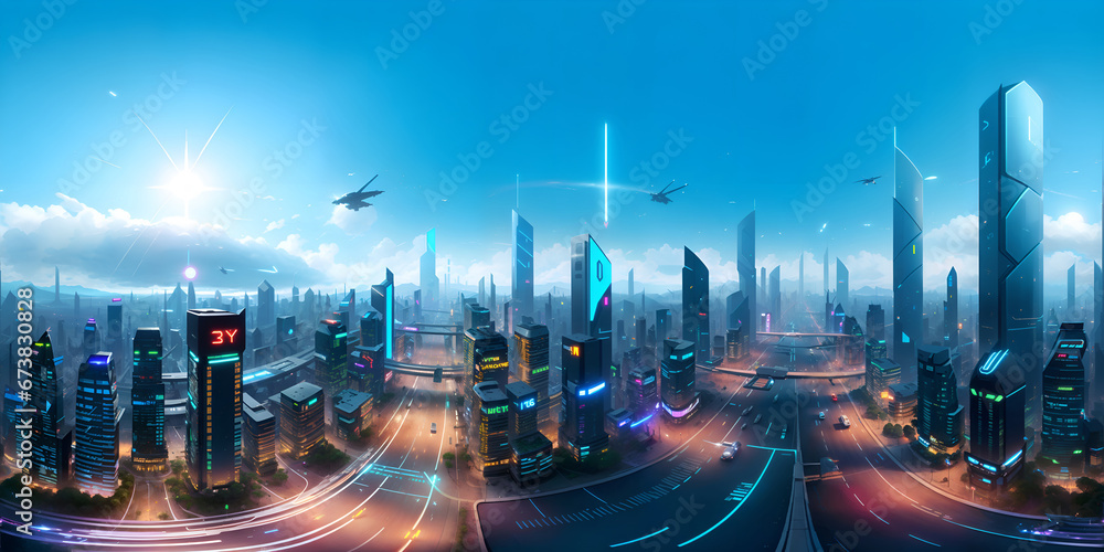 Panaromic Cyberpunk Sky 360 degree - generative ai, üretken, yapay zeka ...