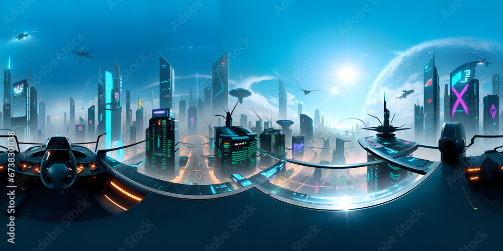 Panaromic Cyberpunk Sky 360 degree - generative ai, üretken, yapay zeka ...