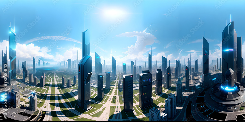 Panaromic Cyberpunk Sky 360 degree - generative ai, üretken, yapay zeka ...