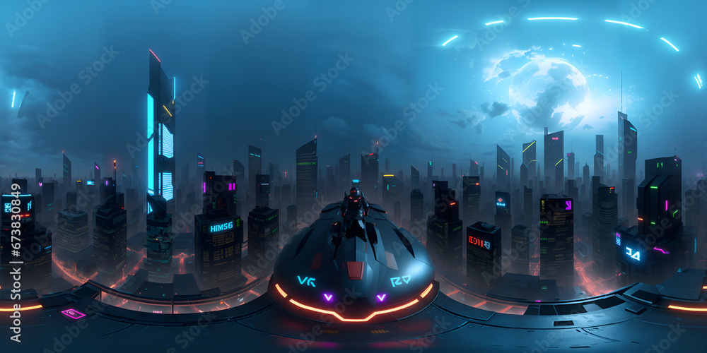 Panaromic Cyberpunk Sky 360 degree - generative ai, üretken, yapay zeka ...