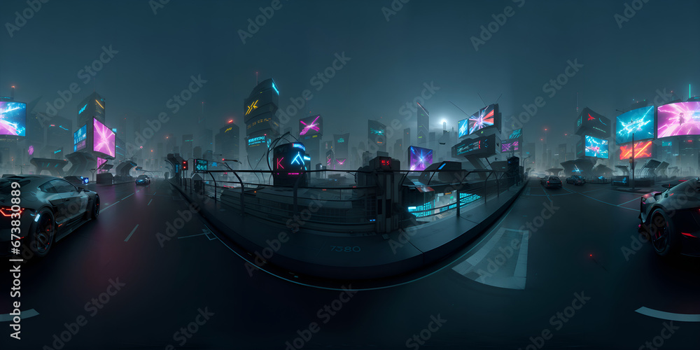 Panaromic Cyberpunk Sky 360 degree - generative ai, üretken, yapay zeka ...