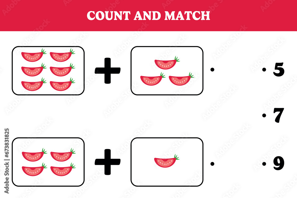 Count and match. Educational mathematical game for kids. Printable ...