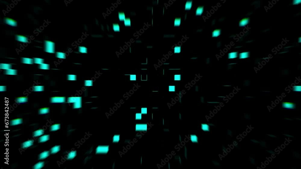 Blue digital data video background. Zooming artificial intelligence ...