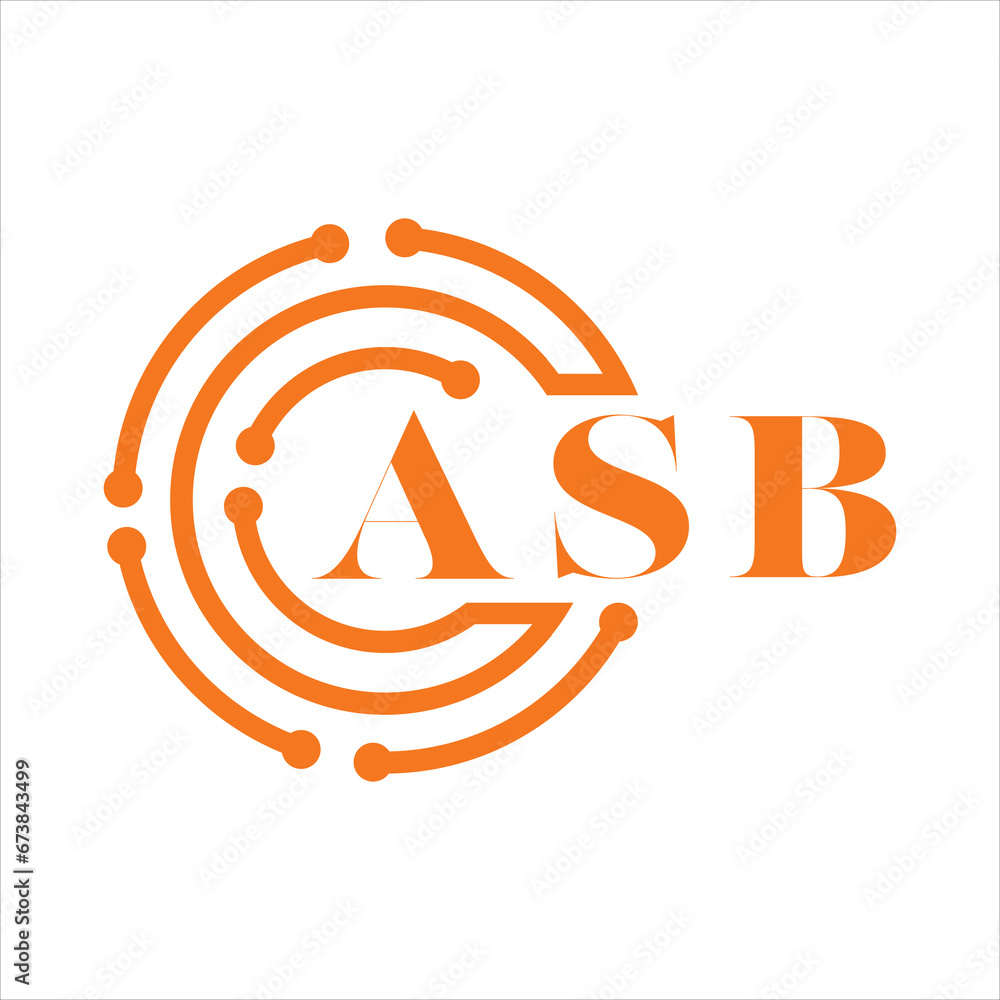 ASB letter design. ASB letter technology logo design on white ...