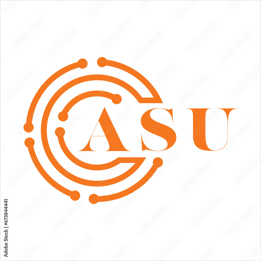 ASU letter design. ASU letter technology logo design on white ...
