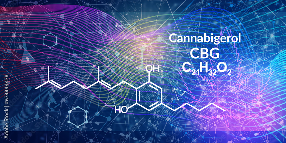 Cannabigerol or CBG molecular structural chemical formula. Futuristic ...