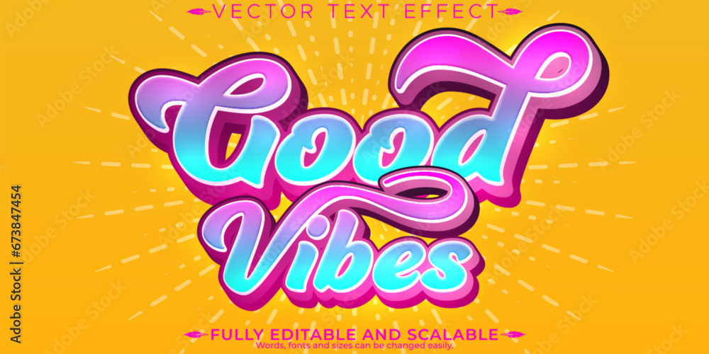 Good vibes text effect, editable vintage and retro text style. Stock Vector | Adobe Stock