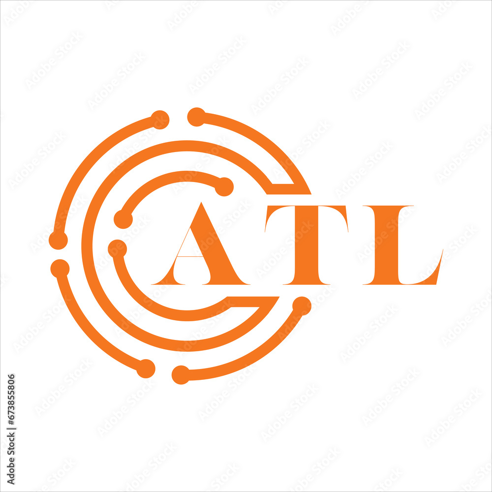 ATL letter design. ATL letter technology logo design on white ...