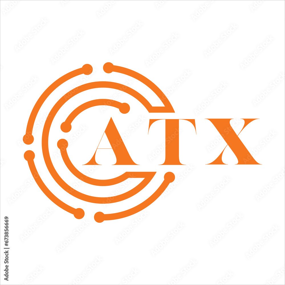 ATX letter design. ATX letter technology logo design on white ...