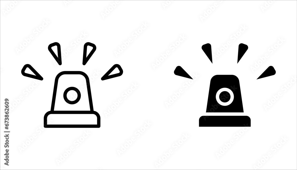 Emergency siren icon set. warning sign, police alarm, ambulance alarm ...