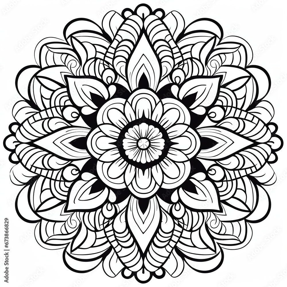 Mandala. Da colorare. Ai generated. Stock Illustration | Adobe Stock