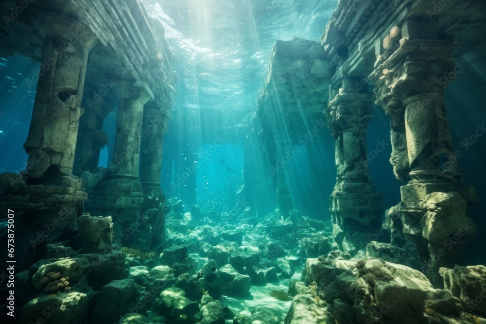 Legendary Atlantis. The sunken continent of an ancient highly developed ...
