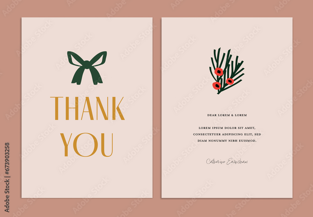 Holiday Thank You Card Layout Stock Template | Adobe Stock