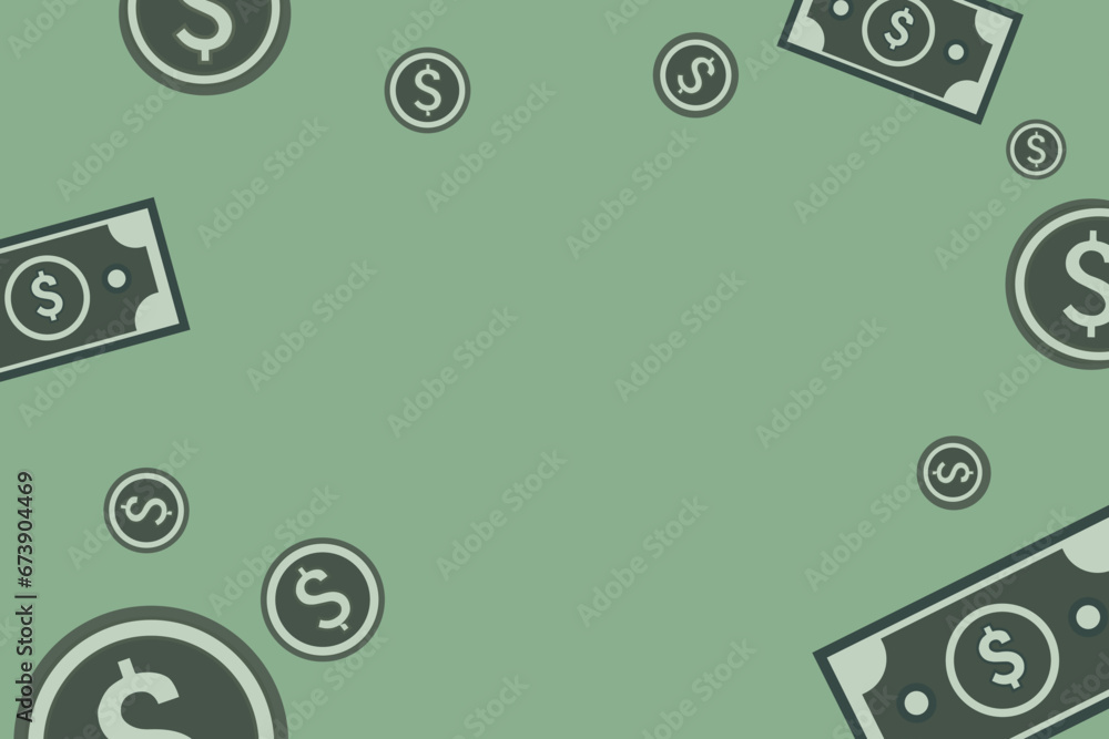 Vector Dollar Coins and Papers Frame Pattern Outline Silhouette Design ...