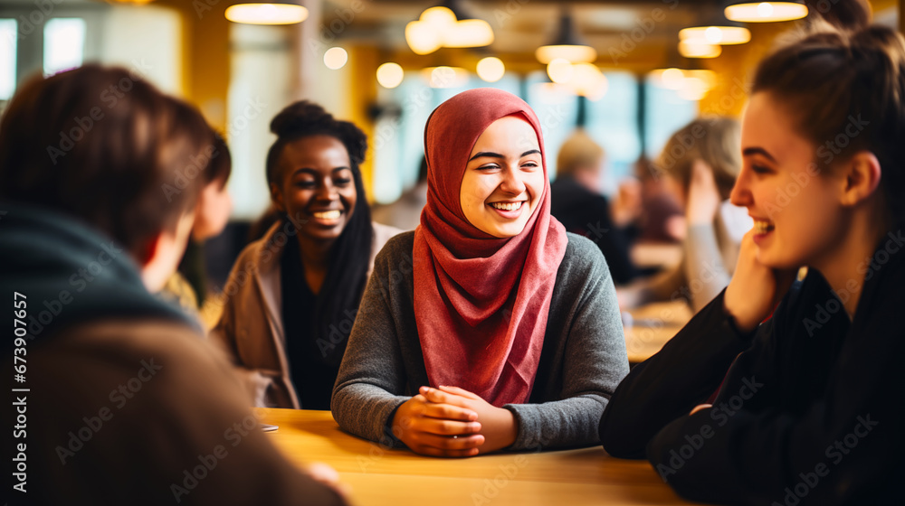 Candid photo of a group of adults from different nationalities learning ...