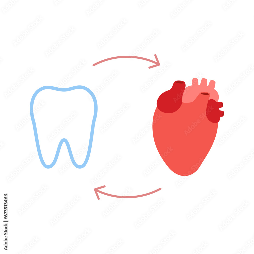 Connection of healthy teeth and heart. Relation health of human heart ...