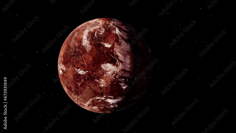 Red rocky desert Mars like planet. Thin atmosphere and clouds. 3D ...