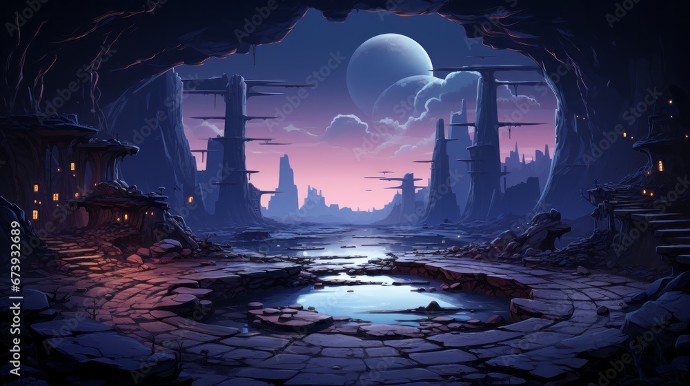 futuristic 2d platformer background Stock Illustration | Adobe Stock