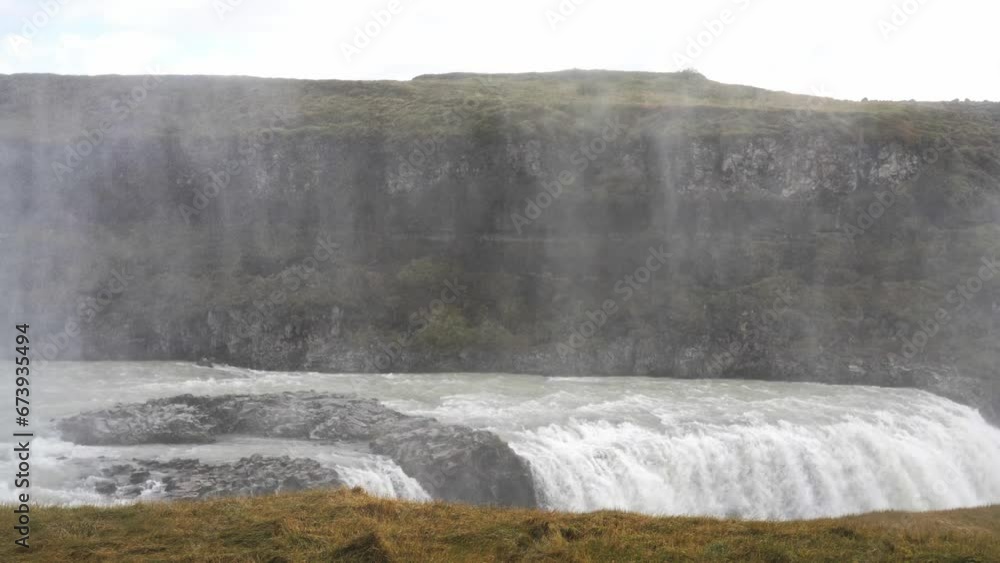 Gullfoss, one of the most spectacular waterfalls in Iceland. Ancient ...