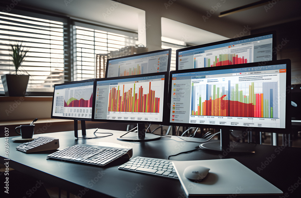 laptop monitor charts, graphic concept, Investment finance chart ...