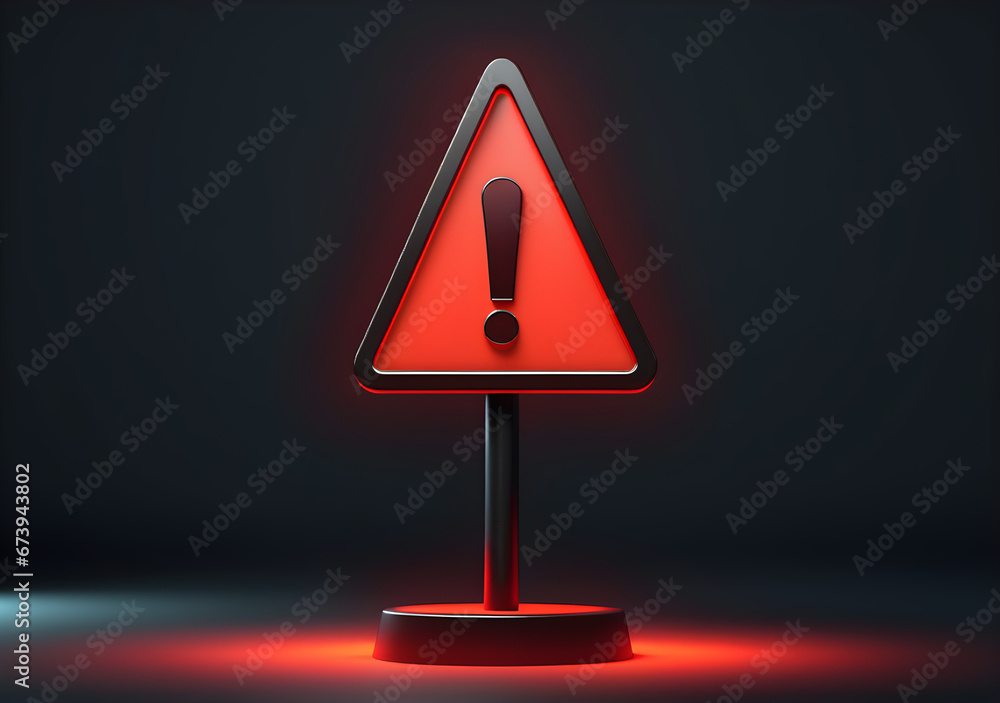 Realistic red caution warning sign for attention exclamation mark ...