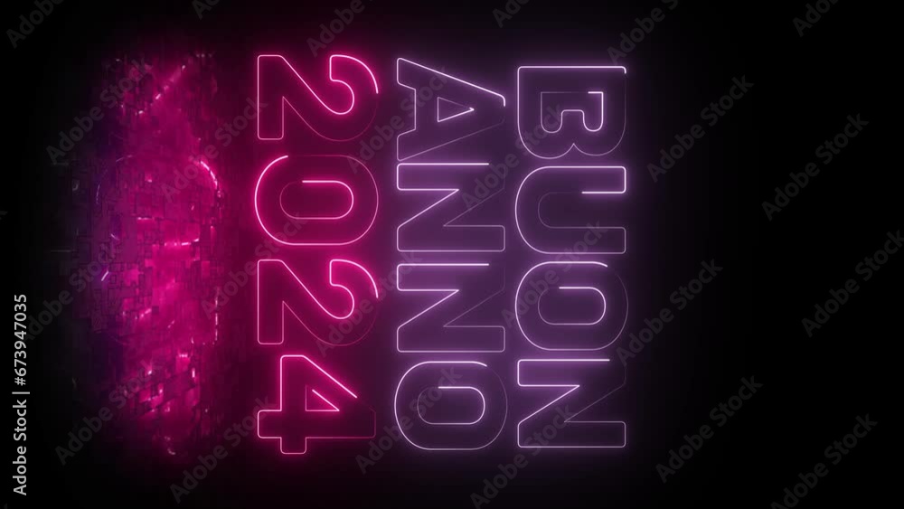 Buon anno 2024. Happy New Year 2024 greeting. Bright pink and purple ...