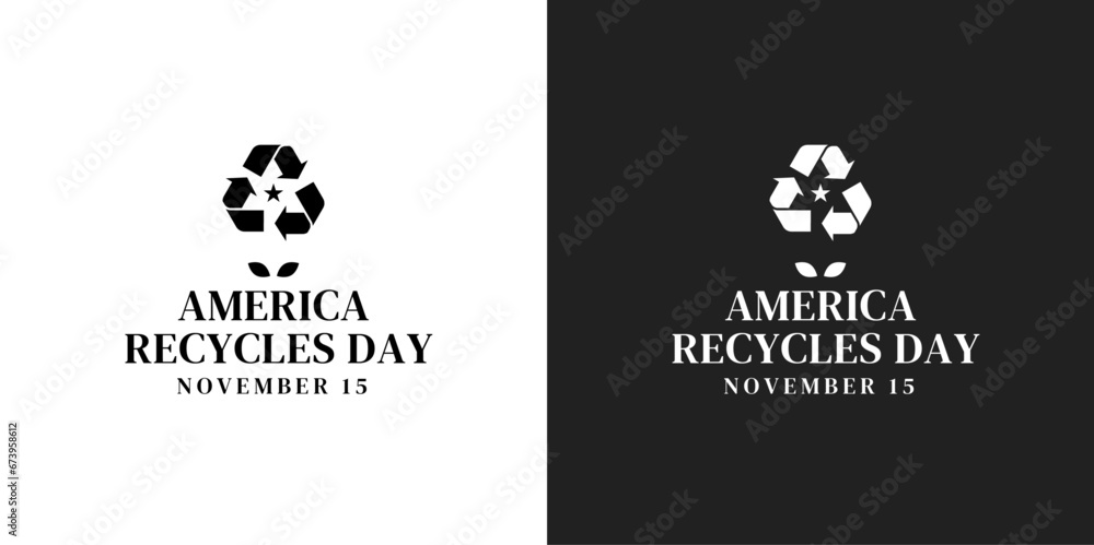 America recycle day logo. Vector design of typography and recycling ...