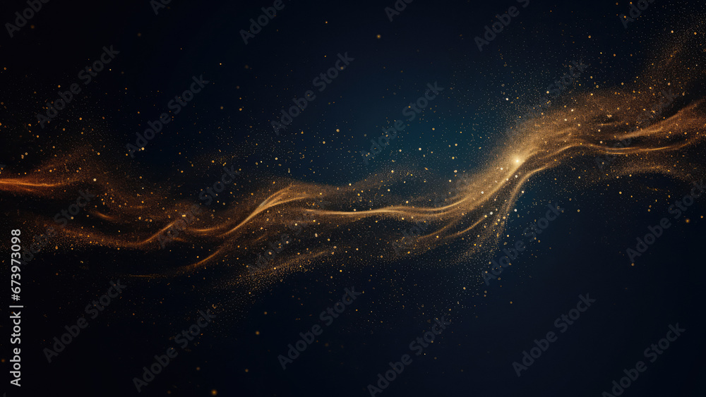 Luxurious golden dust waves with glittering particles Stock ...
