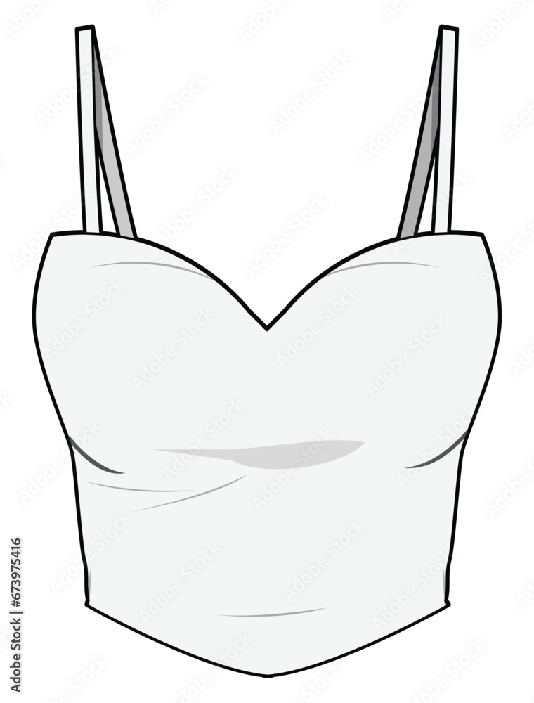 Sweetheart Neck Strappy V-Cut Hem Crop Top, Slip Crop Top Fashion Flat ...
