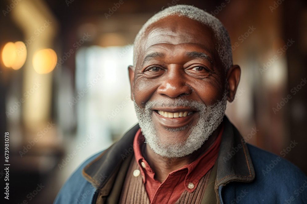 Happy smiling elderly black man. African elderly man. Elderly African American man Old person ...