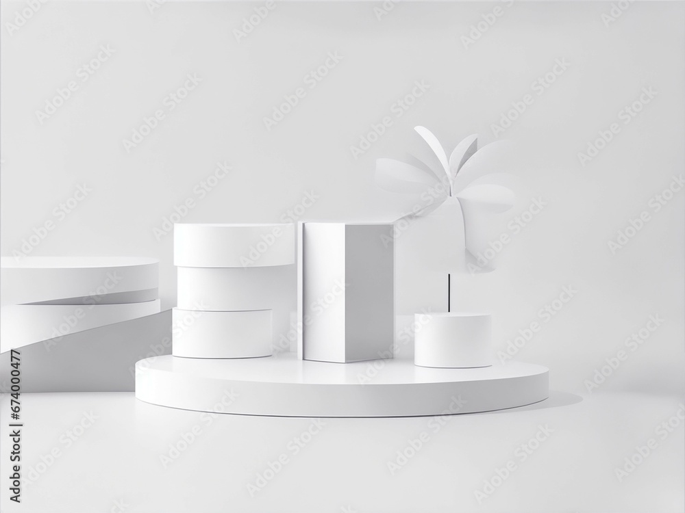 Colorful miniature 3d circular shape podium for product review, pastel ...