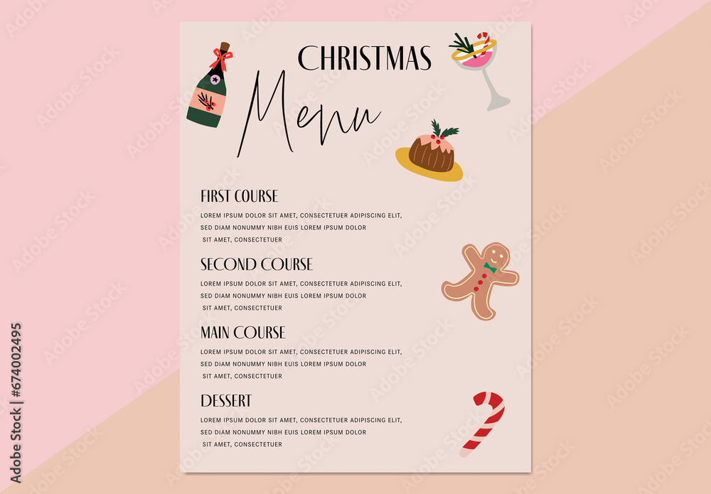 Festive Christmas Menu Template Stock Template | Adobe Stock
