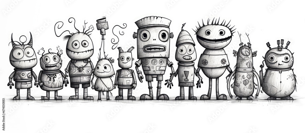 A collection that combines robots and monsters featuring cartoon ...