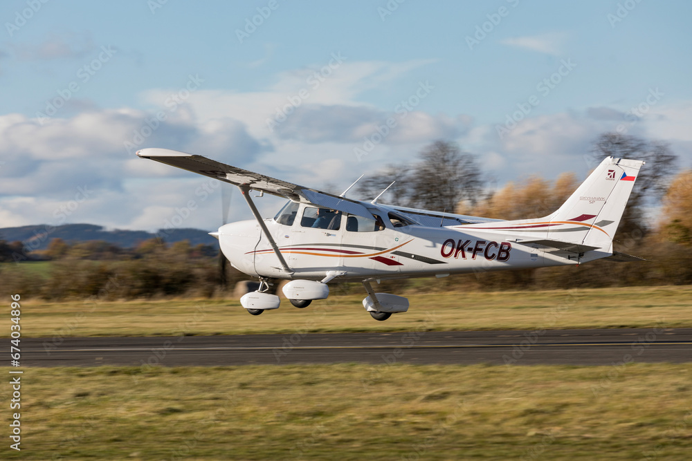 DLOUHA LHOTA, CZECH REPUBLIC - 11 Nov 2023. Cessna 172S Skyhawk SP ...