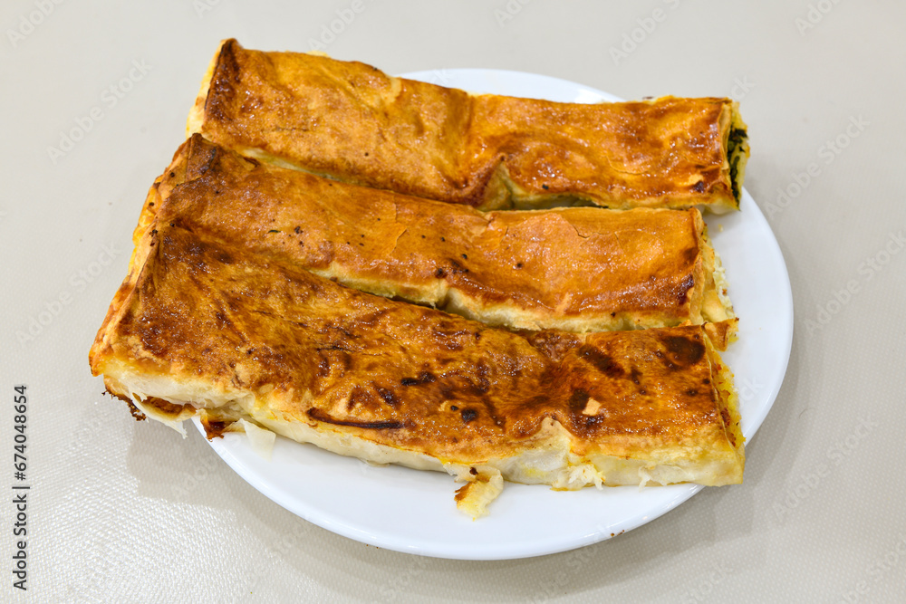 Turkish style meat stuffed filo dough borek served kol boregi. Cheese ...